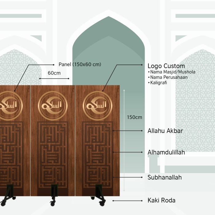 Jual Pembatas Partisi Custom Logo Masjid, Mushola Atau Kantor -Panel ...
