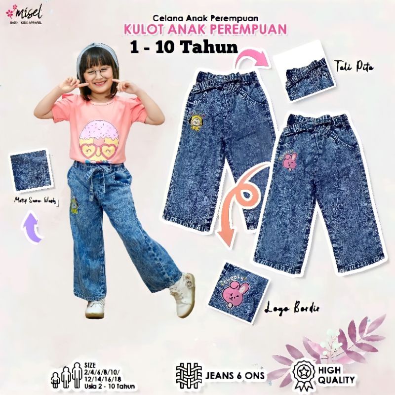Jual Celana Panjang Kulot Jeans Anak Perempuan Cewek Misel Usia 2 3 4 5 6 7 8 9 10 Tahun ...