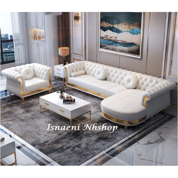Jual Chesterfield Sofa Mewah Ruang Tamu Gold Lis/Modern Chesterfield ...
