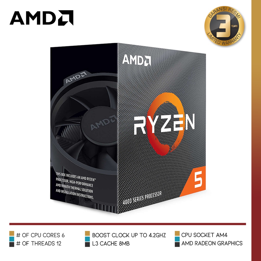 Jual AMD RYZEN 5 4600G | Processor AMD AM4 Zen 2 Renoir 6 Cores 12 ...