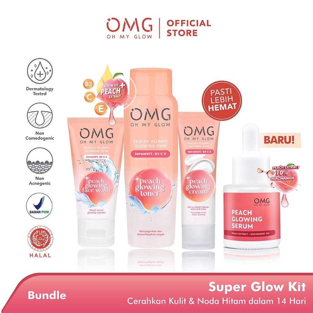 Jual OMG Skincare 1 paket lengkap 4 item Paket Bundling Best Seller OMG Super Glow Kit 4 in 1 ...