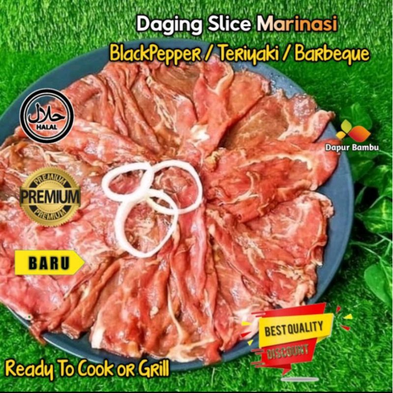 Jual Daging Slice Marinasi Barbeque/Teriyaki/Blackpepper ( 500 gram ...