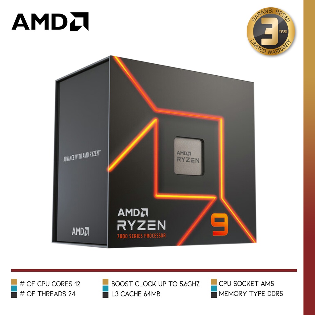 Jual AMD Ryzen™ 9 7900X Desktop Processor | Ryzen 9 7000 Series 12-Core AM5 | Shopee Indonesia