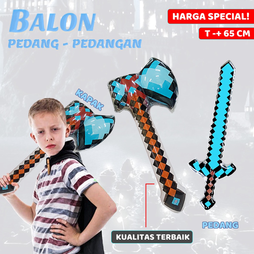 Jual Mainan Anak Balon Pedang Pedangan/Mainan Balon Kapak Mine Craf ...
