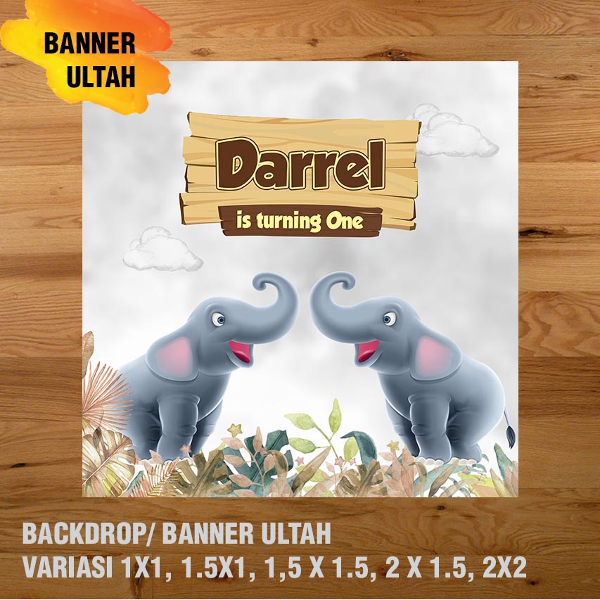Jual GAJAH BANNER/ BACKDROP/ SPANDUK ULANG TAHUN UL-TAH | Shopee Indonesia