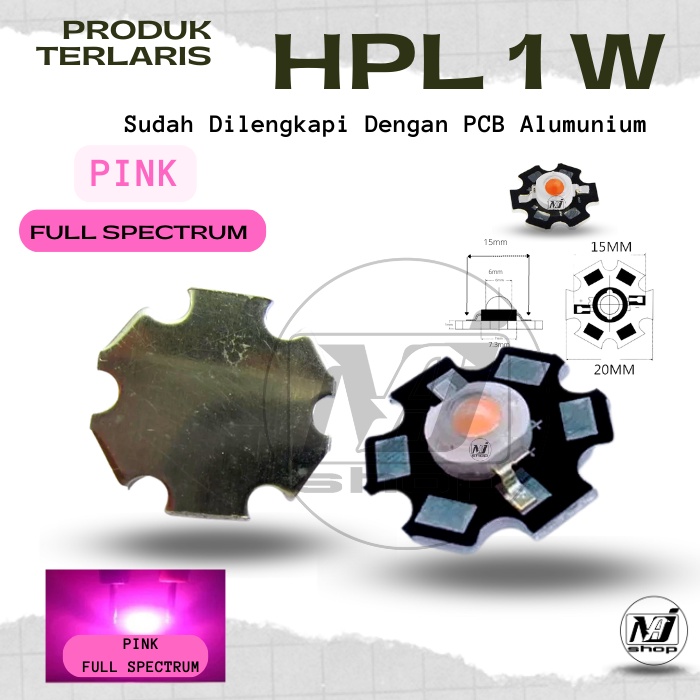 Jual LED HPL 1 WATT HIGH POWER LED 1 WATT PINK FULL SPECTRUM GROW PLANT ...