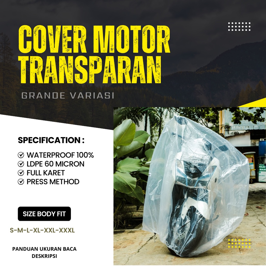 Jual Sarung Cover Motor Transparan Bebek/Matic Bening ldpe NMAX/Vespa ...