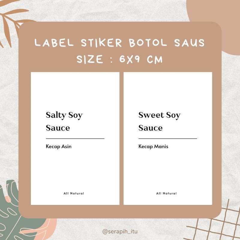 Jual Label Sticker Aesthetic Minimalis Vinyl Tahan Air | Botol Saus ...
