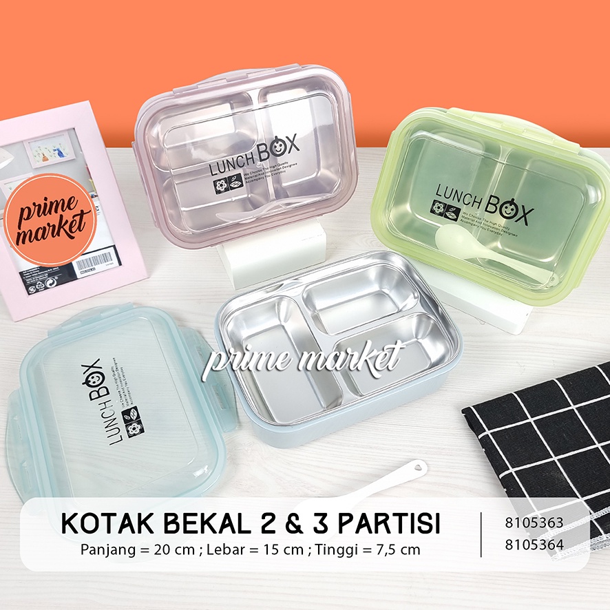 Jual Kotak Bekal Lunch Box Kotak Makan Stainless Steel Anti Tumpah Lunch Box 3 Partisi Kotak ...