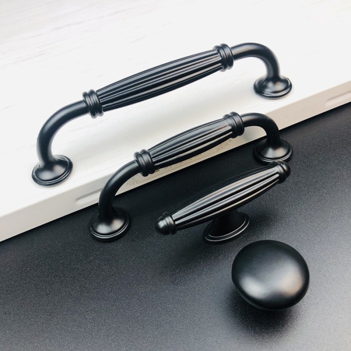 Jual Black Handle Kitchen Drawer Knob American Tarikan Hitam Salur ...
