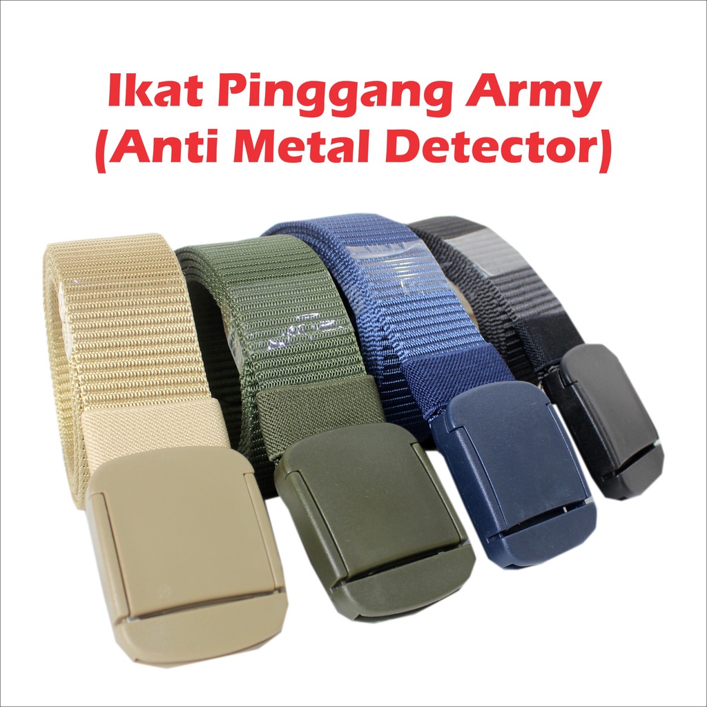 Jual Ikat Pinggang Pria Nylon Canvas Gesper Tactical Army Military Sabuk Anti Metal Detector ...