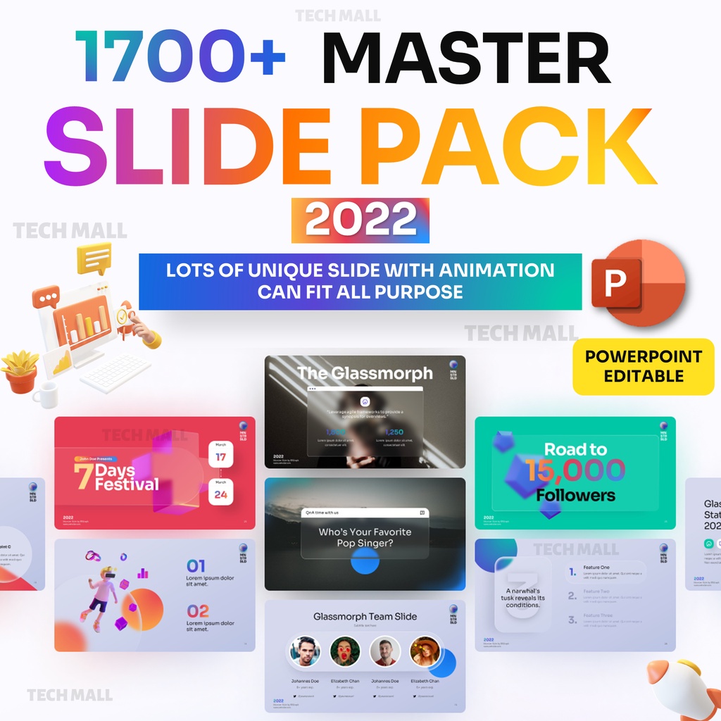 Jual NS 1700+ Master Slide Pack PowerPoint Template 2022 | Shopee Indonesia