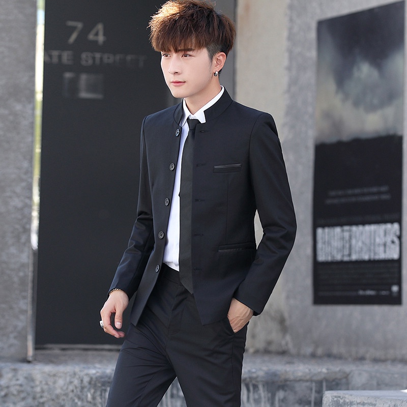 Jual 2022 Kreatif Pria Zhongshan Setelan Formal Gaun Korea Slim Fit ...