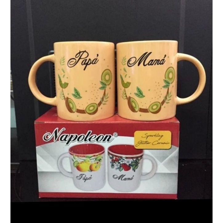Jual mug keramik gagang tipe Napoleon papa mama (per set) | Shopee ...