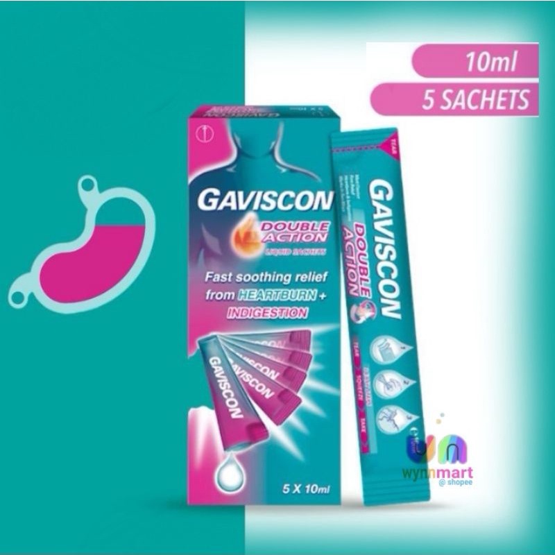 Jual Gaviscon Double Action Liquid Sachets / Box isi 5 x 10 ml (Obat ...