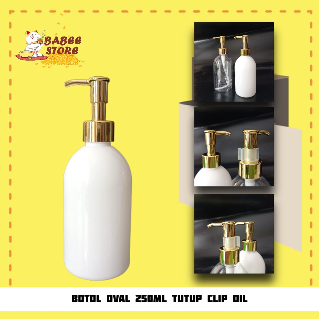 Jual BOTOL OVAL TUTUP PUMP CLIP OIL 250ML / BOTOL PUMP OVAL 250ML CLIP OIL IMPORT NECK24 ...