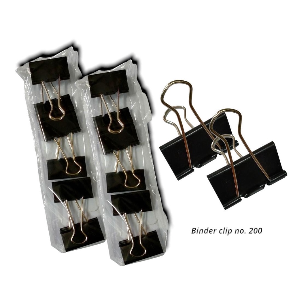 Jual KLIP PENJEPIT KERTAS BESAR NO.200 BINDER CLIP HITAM SET ISI 6 ...