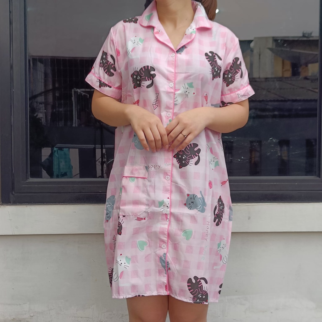 Jual JNV Piyama Daster Wanita Motif Karakter - Baju Tidur Daster ...