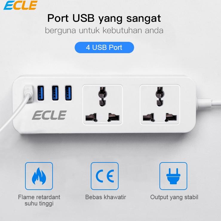 Jual Dijamin Original ECLE Putih Smart Power Strip Stop Kontak Colokan Listrik 2 Power Socket ...