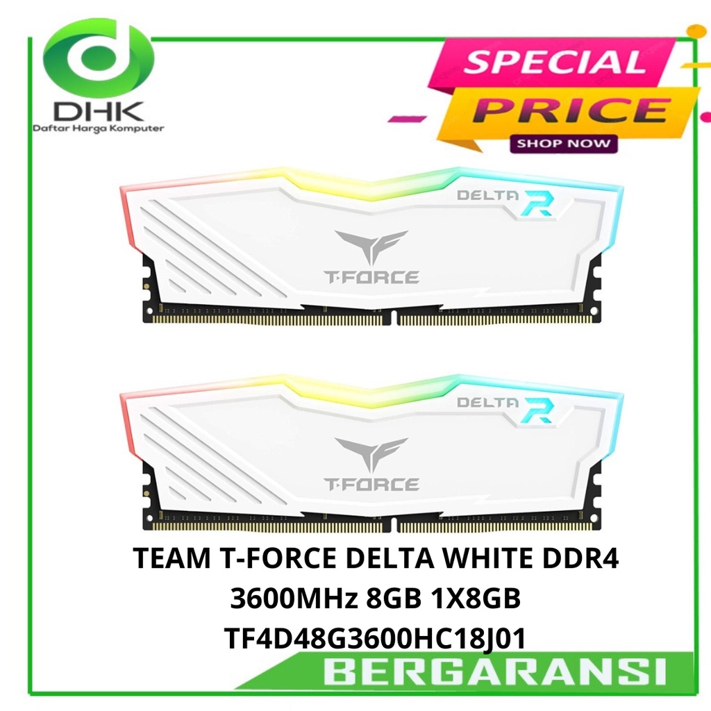 Jual RAM TEAM T-FORCE DELTA WHITE DDR4 3600MHz 8GB 1X8GB ...