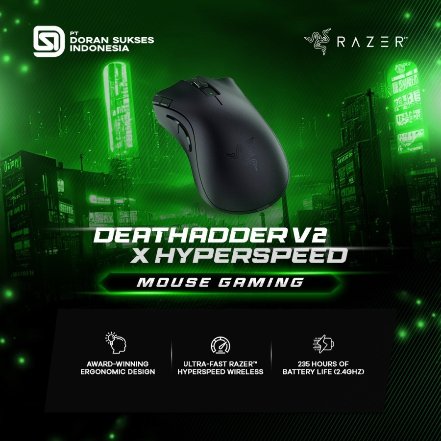 Jual Razer DeathAdder V2 X HyperSpeed Ergonomics Wireless Mouse Gaming ...