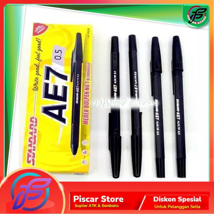 Jual Pen / Pulpen / Ballpoint Standard Ae7 per Lusin Hitam | Shopee Indonesia