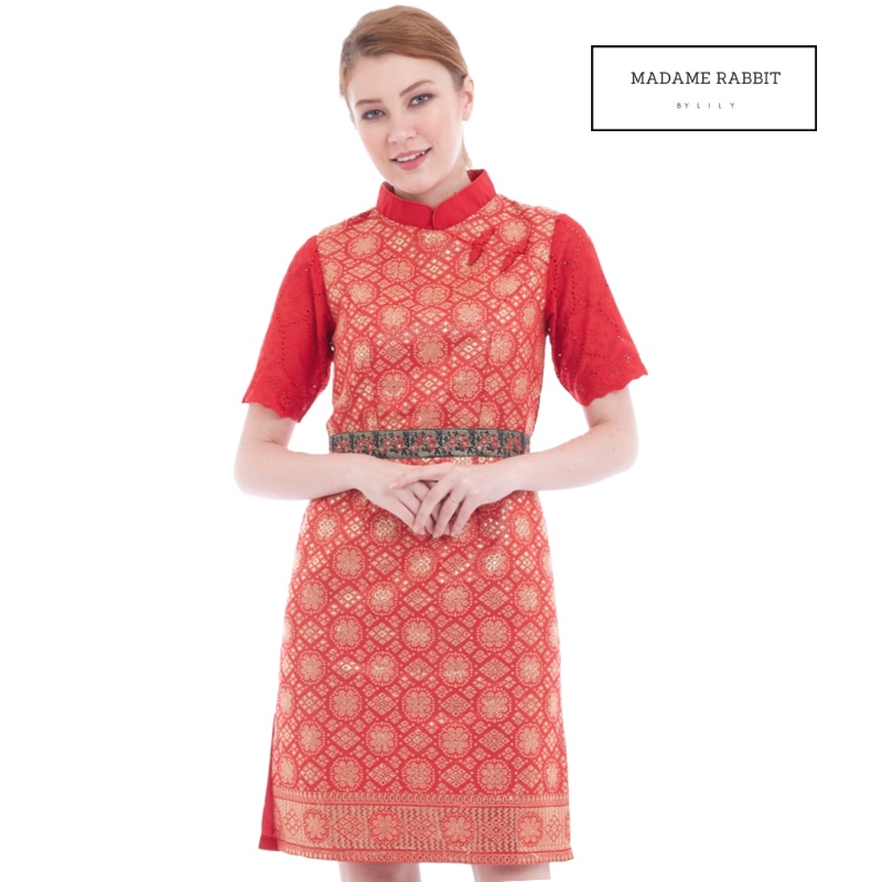 Jual Madame Rabbit / Dress Wanita / Dress Wanita Batik Cheongsam Merah ...