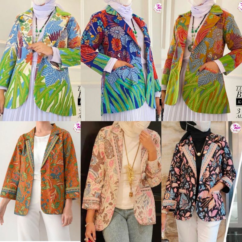 Jual BLAZER BATIK WANITA KERJA MODERN BAHAN KATUN | Shopee Indonesia