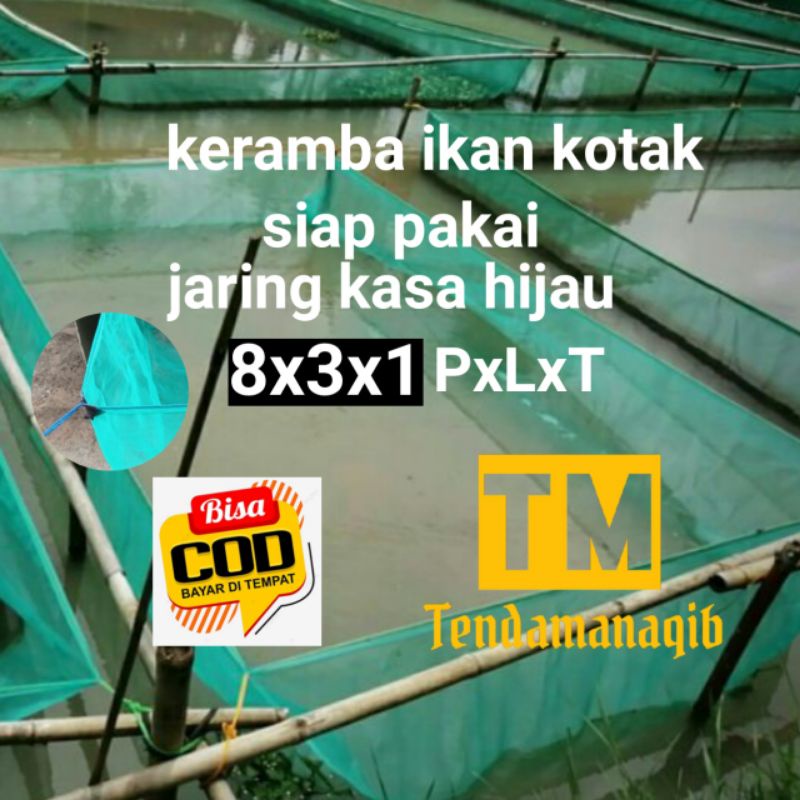 Jual Keramba ikan 8x3x1 7x3x1 jaring waring ikan kolam bibit tambak ...
