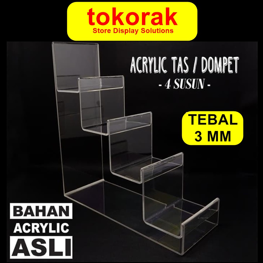 Jual ACRYLIC TAS 4 SUSUN AKRILIK DOMPET MIKA STAND | Shopee Indonesia