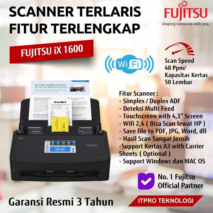 Jual Fujitsu Scanner ScanSnap ix1600 ADF, Duplex | Shopee Indonesia