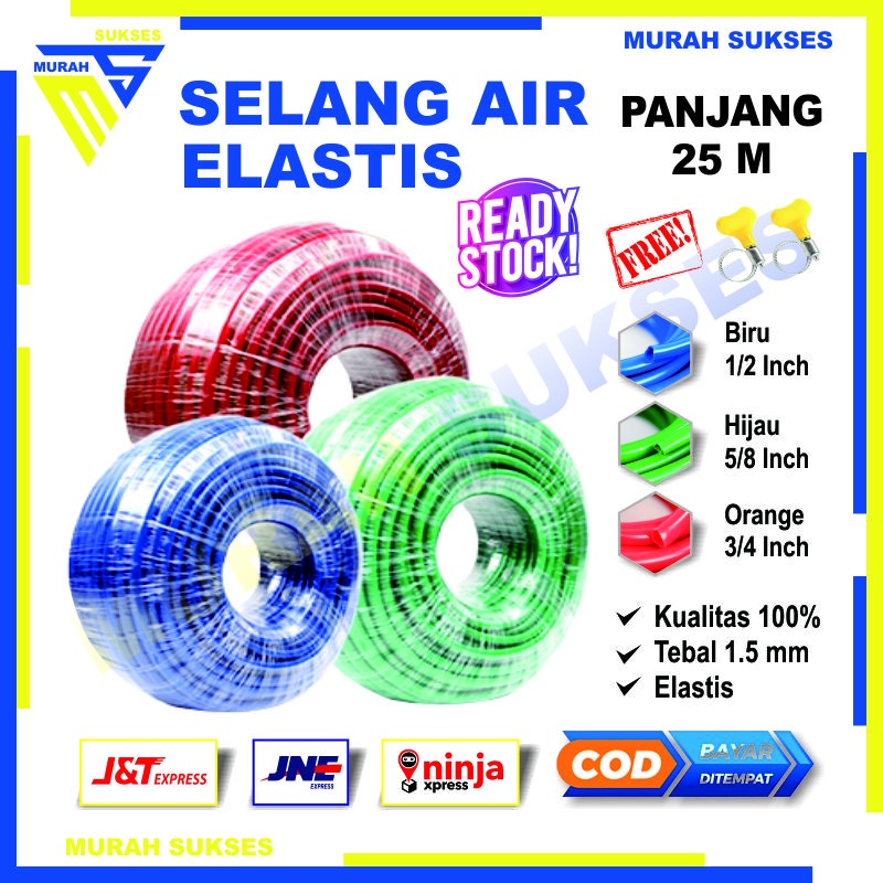 Jual SELANG AIR ELASTIS 1/2 5/8 3/4 INCH 25 METER SELANG TAMAN PERKEBUNAN ALAT CUCI MOTOR MOBIL ...