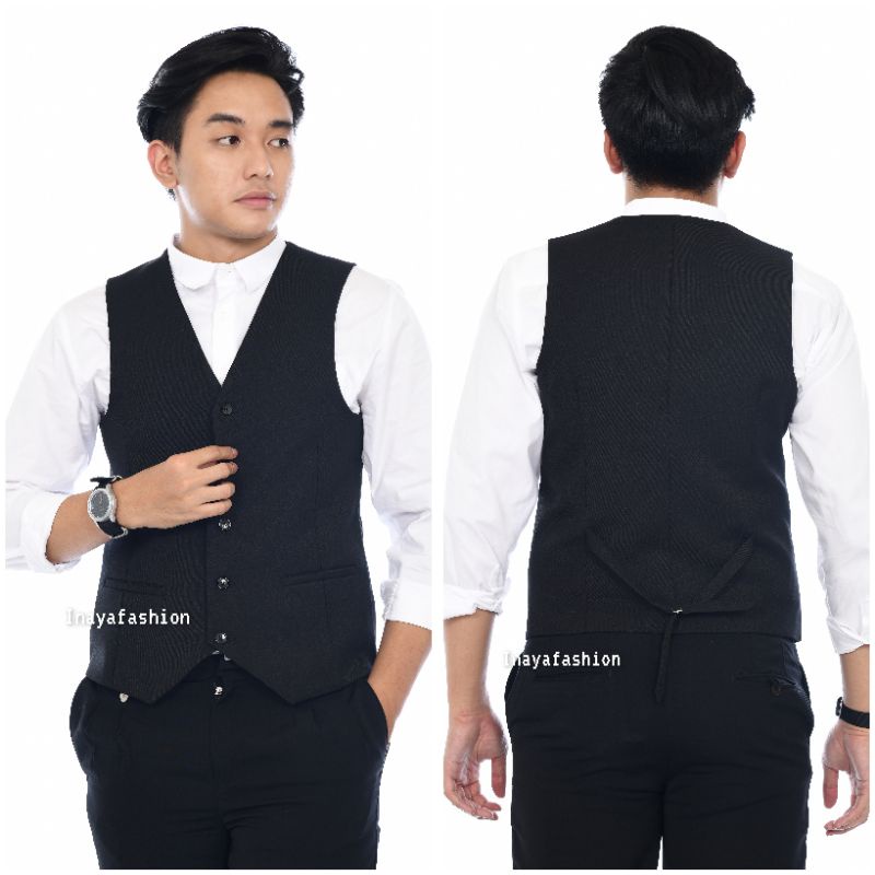 Jual Vest Rompi Jas Pria Formal Hitam Slimfit Kerja Kantor Premium ...