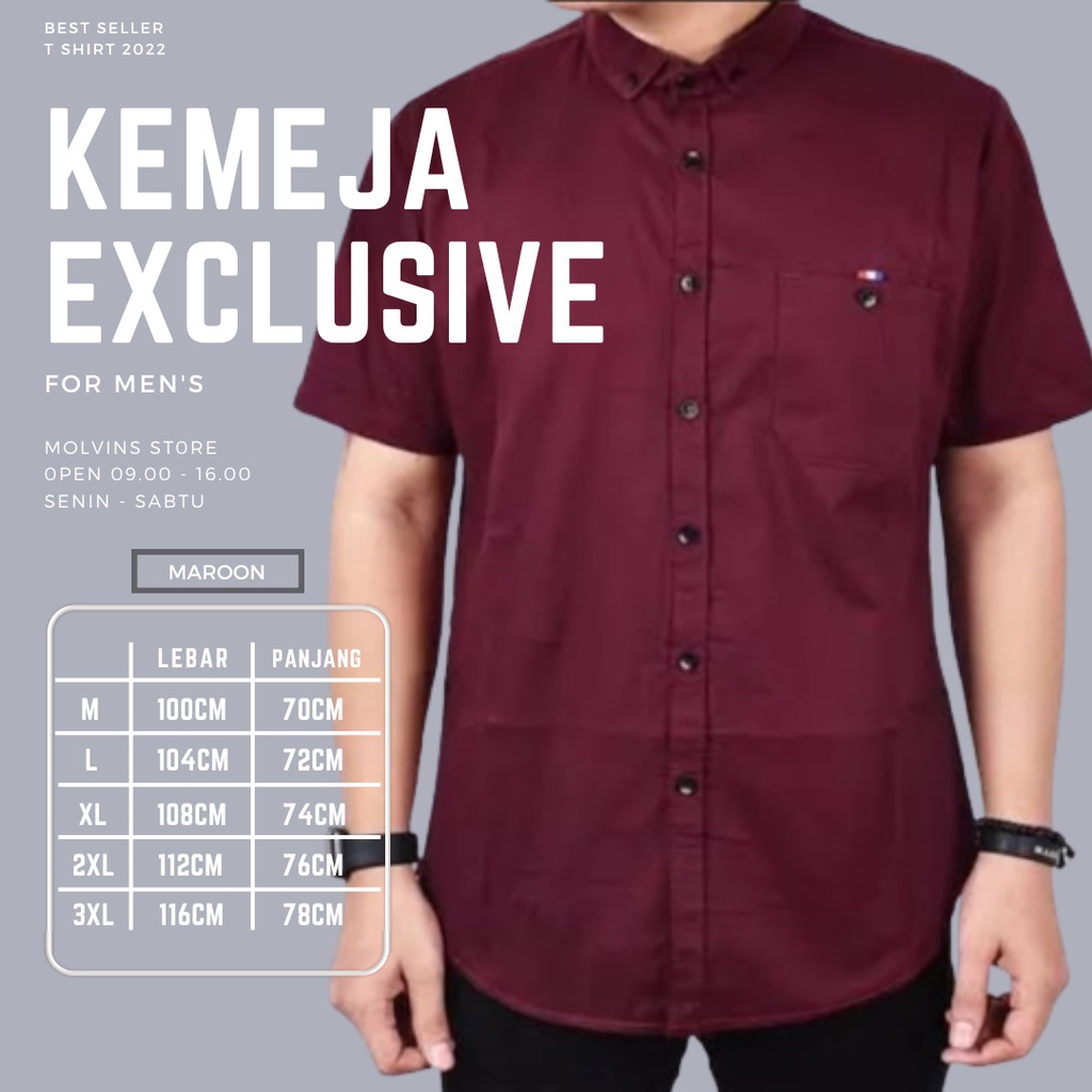 Jual Kemeja Polos Bigsize Merah Maroon Jumbo Lengan Pendek Baju Formal ...
