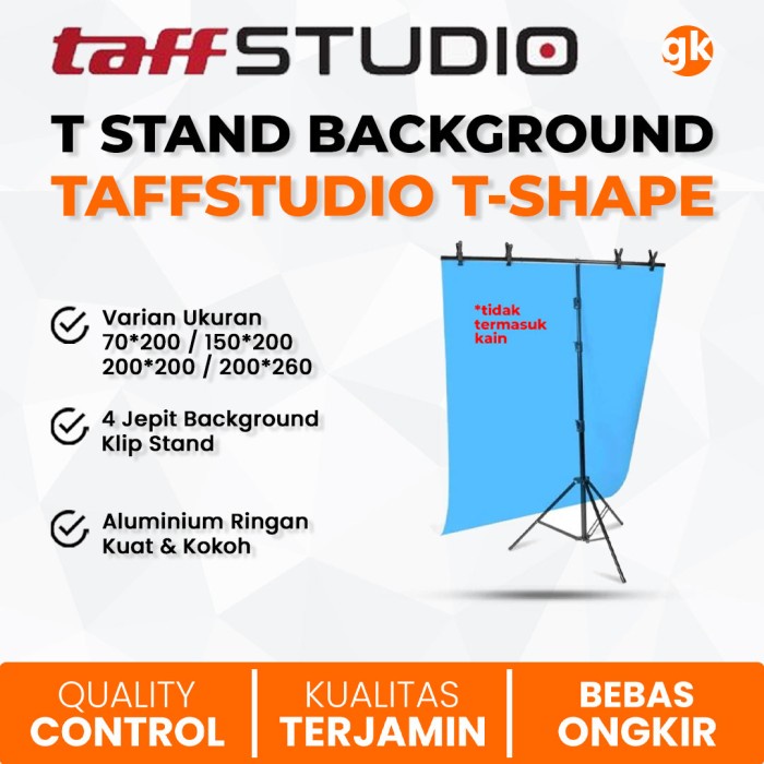 Jual TAFFSTUDIO T Shape Stand Tiang Backdrop Background Photography ...