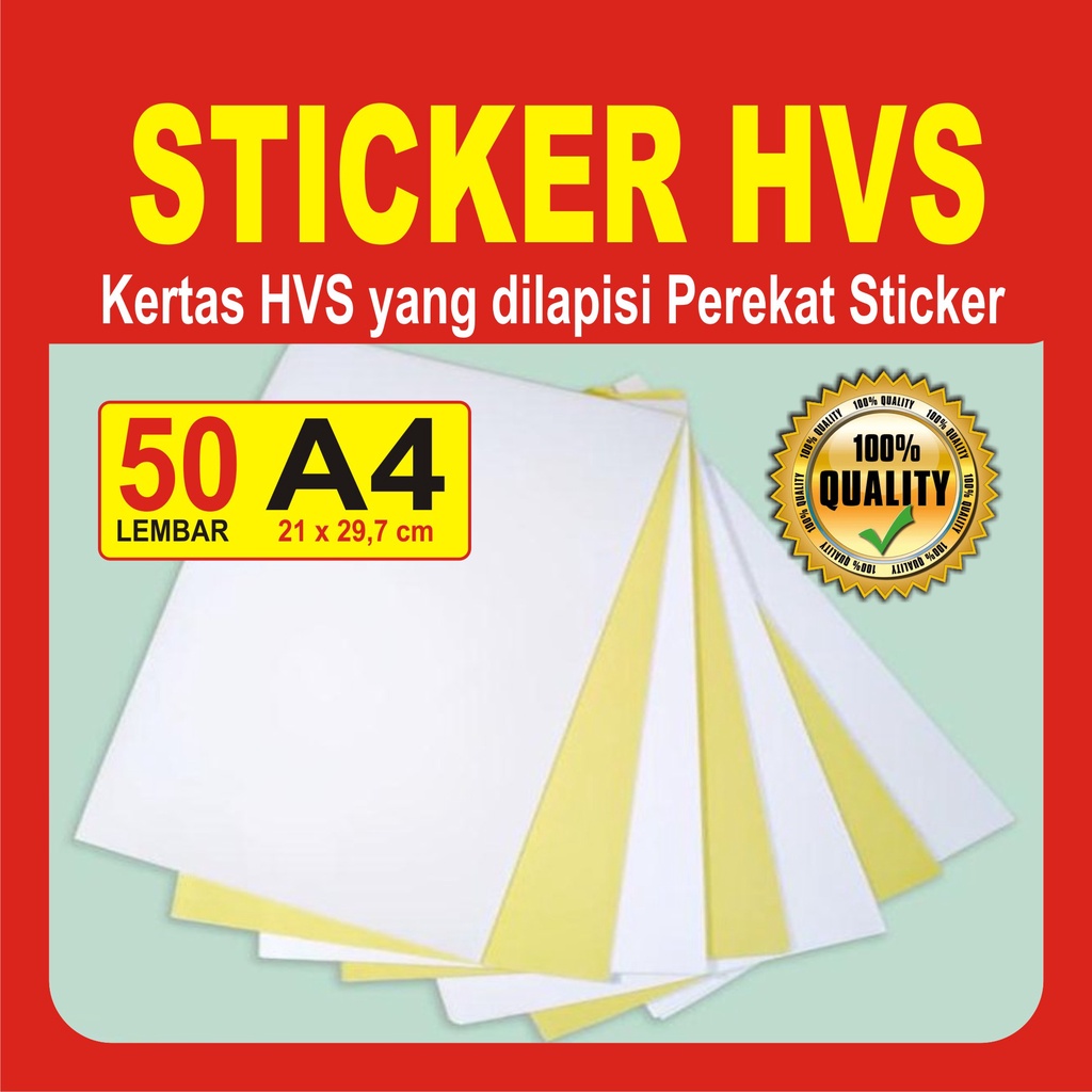 Jual Sticker HVS A4 isi 50 & 20 lembar / Kertas Stiker Inkjet Doff ...