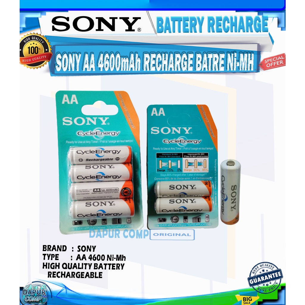 Jual BATTERY/BATRE SONY AA 4600mAh Ni-Mh RECHARGEABLE A2 | Shopee Indonesia