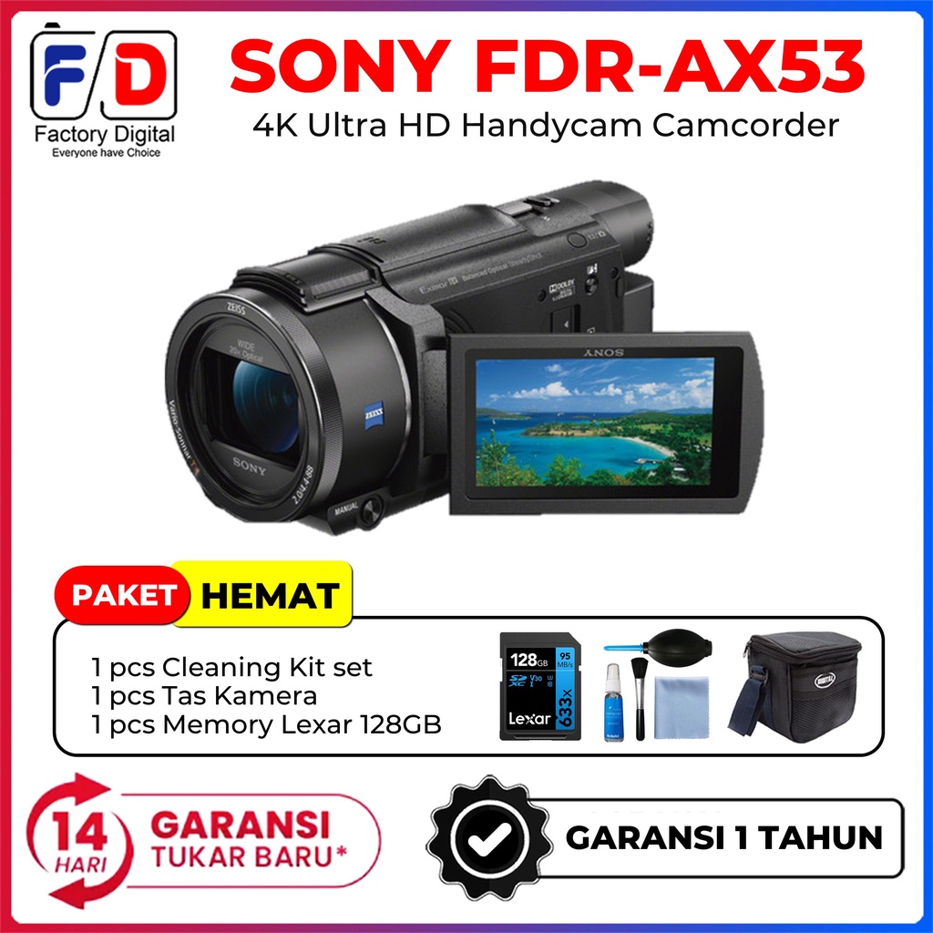 Jual Handycam Sony FDR-AX53 AX53 4K Ultra HD Handycam Camcorder | Shopee Indonesia