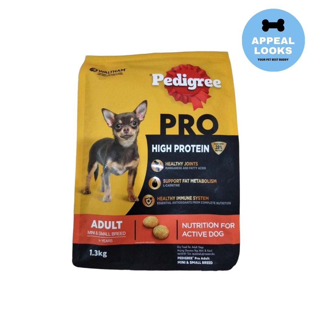 Jual Pedigree Pro High Protein 1.3kg Adult Mini & Small Breed Dry Food ...