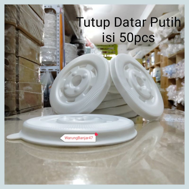 Jual Tutup Gelas Cup Datar Putih isi 50pcs Tutup Datar Tutup Gelas ...