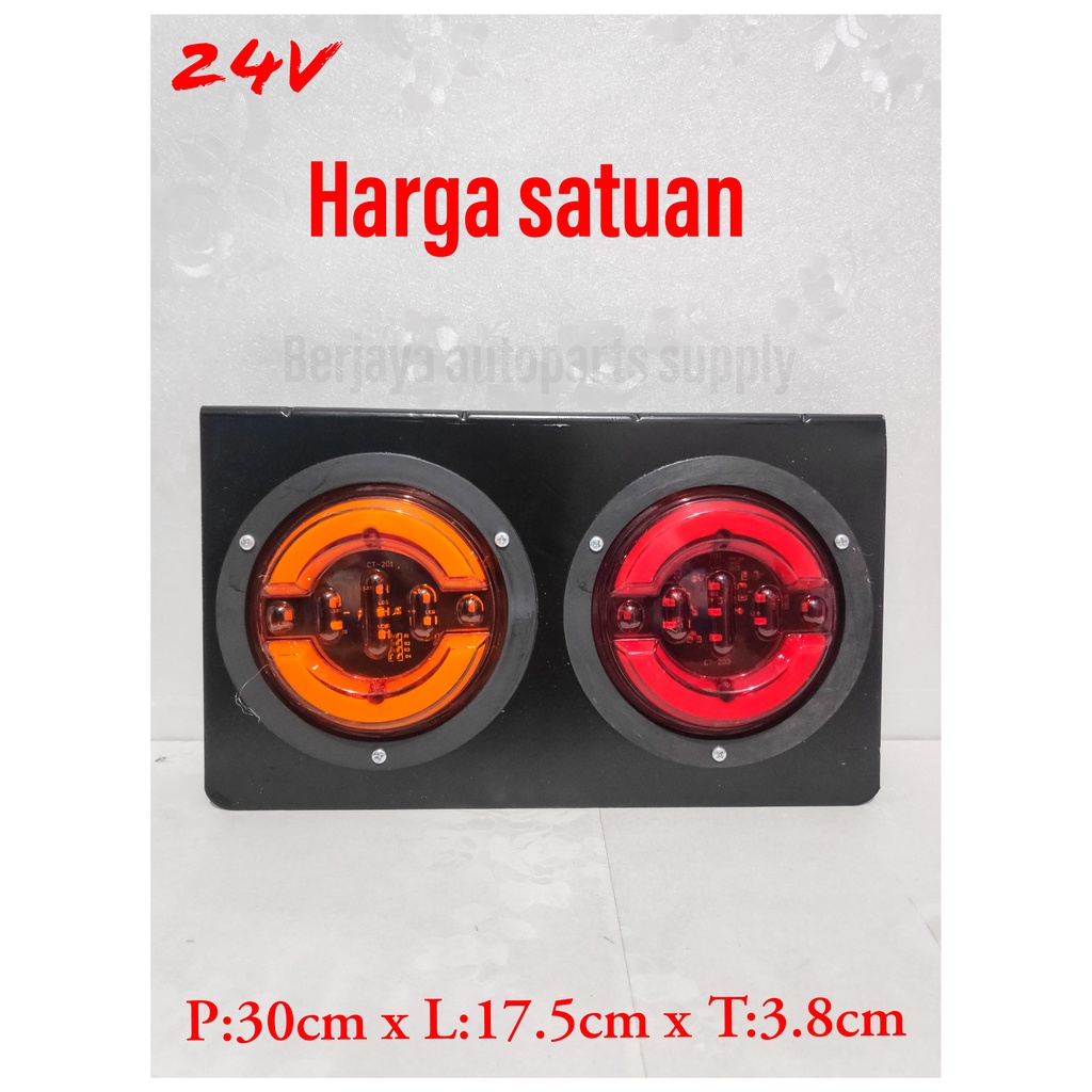 Jual LAMPU REM STOP LAMP 2 LED BULAT BELAKANG VARIASI 24V UNIVERSAL ...