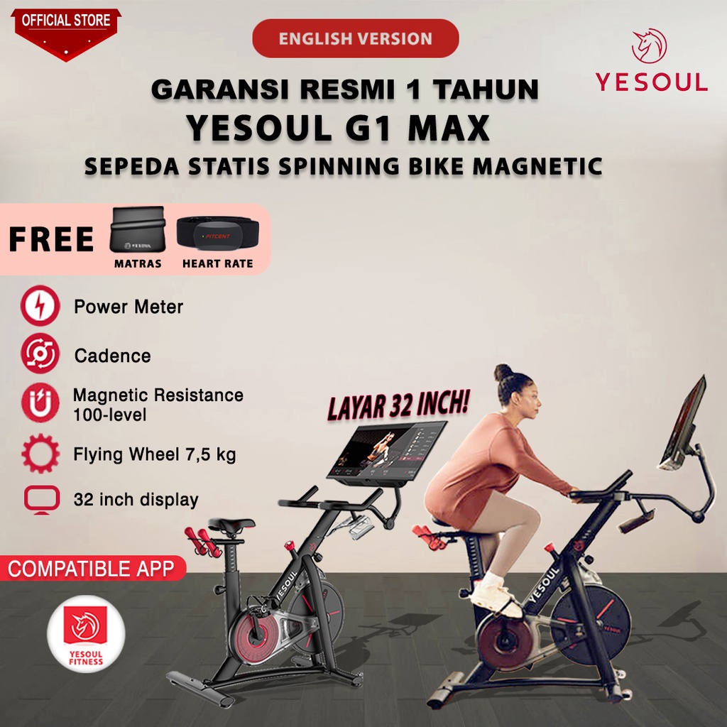 Jual Yesoul G1 Max Spinning Bike with LCD 32 Inchi Sepeda Statis | Shopee Indonesia