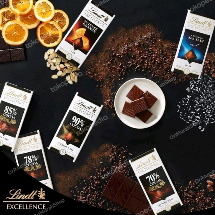 Jual Lindt Excellence Dark Chocolate Coklat Hitam Mint Orange Milk Sea ...