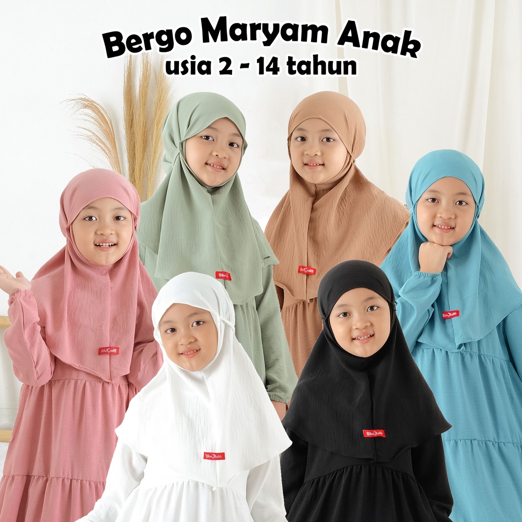 Jual SHEBELLA - Hijab Bergo Mariyam Anak Bahan Crinkle Airflow Jilbab ...