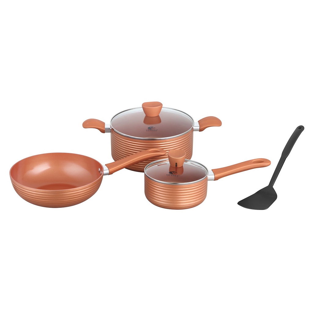Jual Panci Ulir tipe V833 warna Copper aman pemakaian semua kompor, set ...