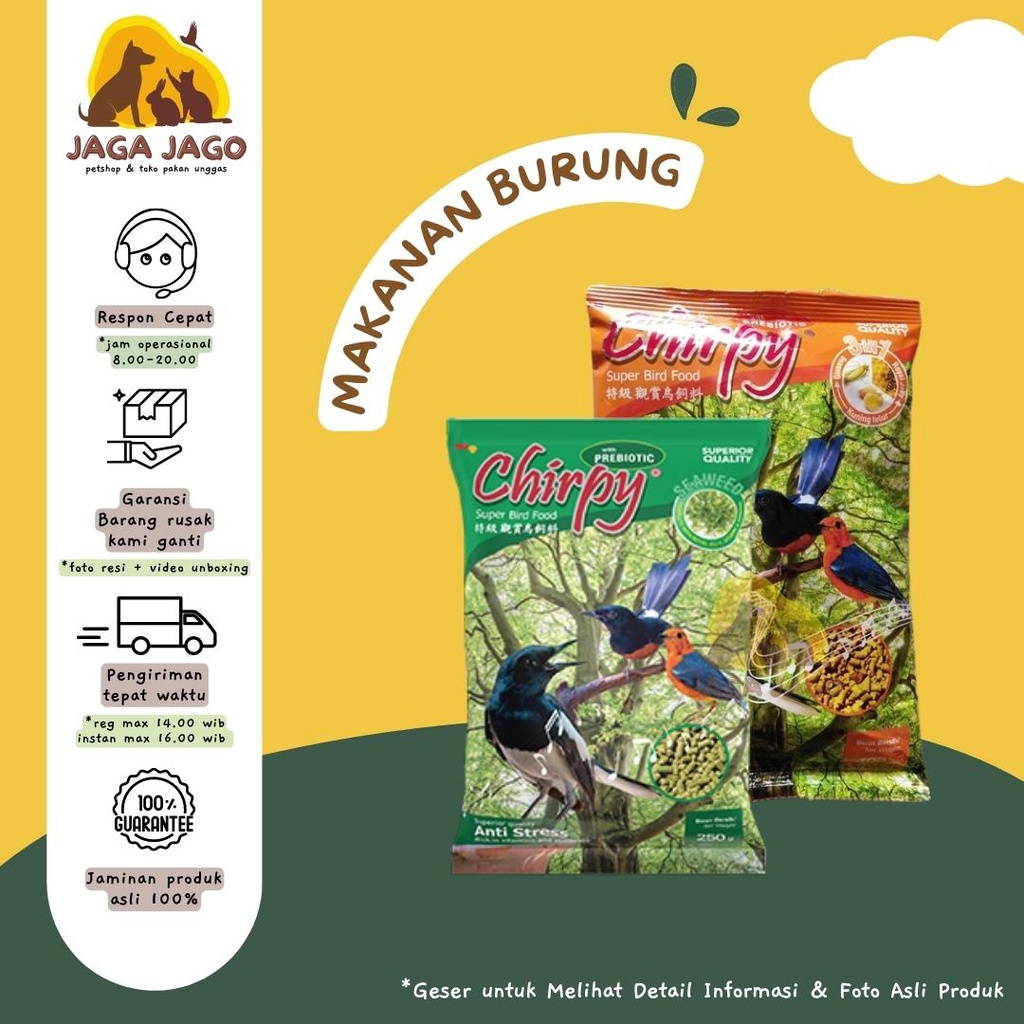 Jual CHIRPY SUPER BIRD FOOD - Pakan Burung Murai Batu Anis Kacer Cucak ...