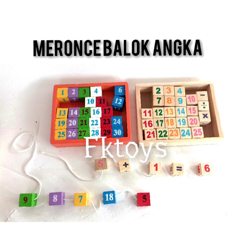 Jual Meronce balok ANGKA _mainan edukatif_mainan kayu edukasi | Shopee ...
