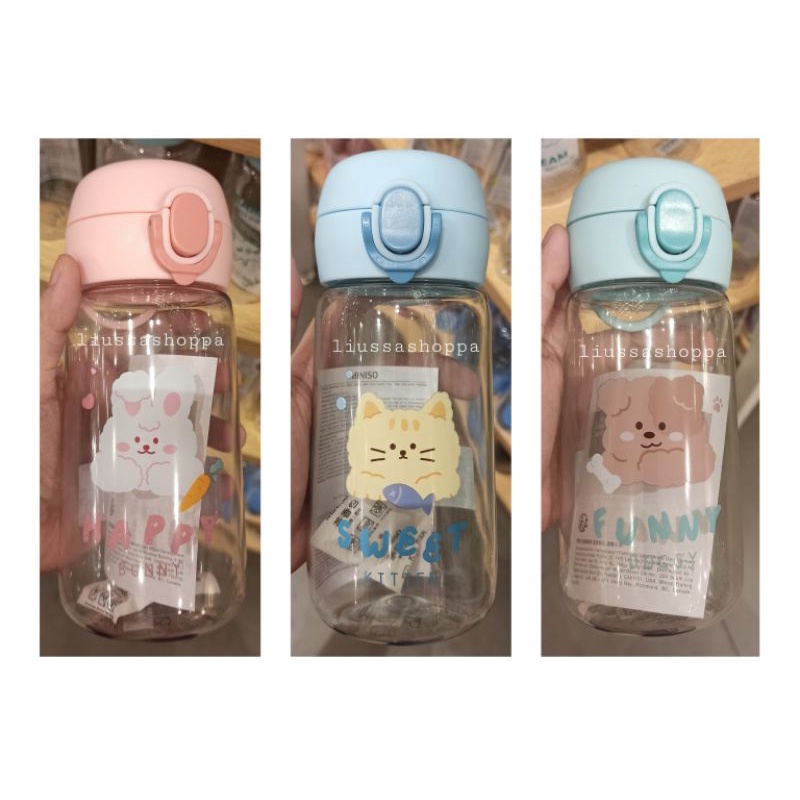 Jual Botol Miniso - Plastic Cool Water Bottle with One-touch Flip Top ...