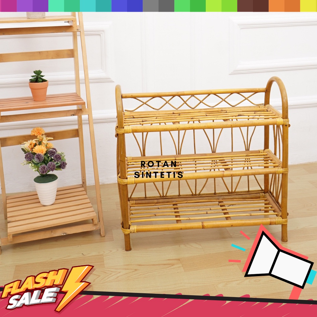 Jual RAK ROTAN ASLI LEMARI SUSUN SERBAGUNA OVAL / RAK TAS SEPATU BUKU ...