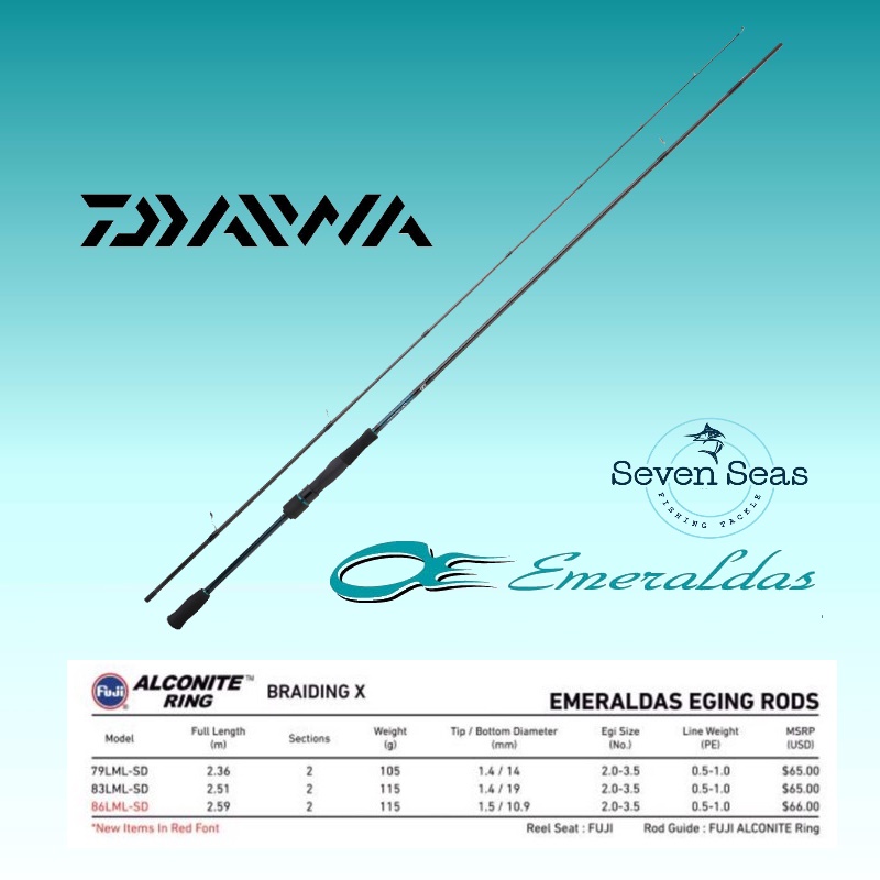 Jual Daiwa Emeraldas Rod Eging Rod 79LML 83LML 86ML Joran Cumi Sotong | Shopee Indonesia